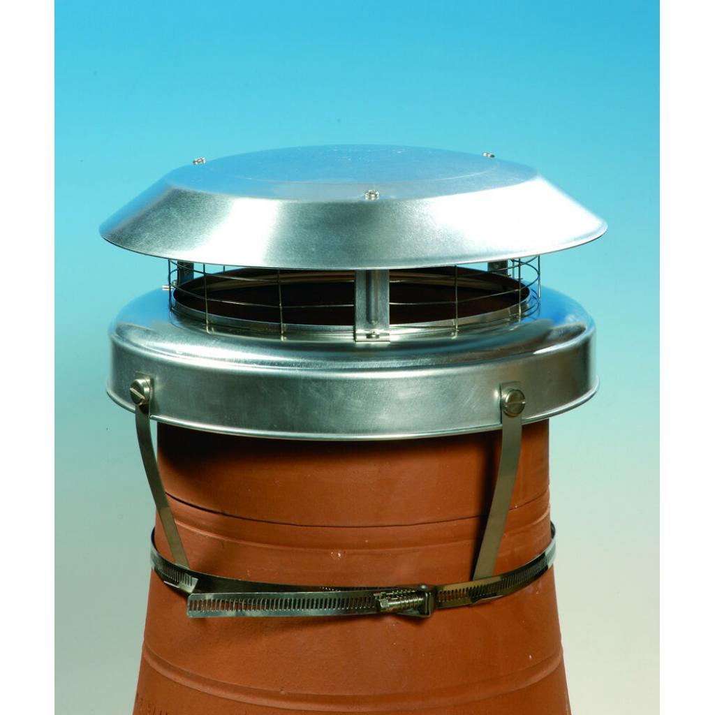 Aluminium Bolt or Strap Chimney Flue Top Cowl Stop Smoke Rain Draught ...