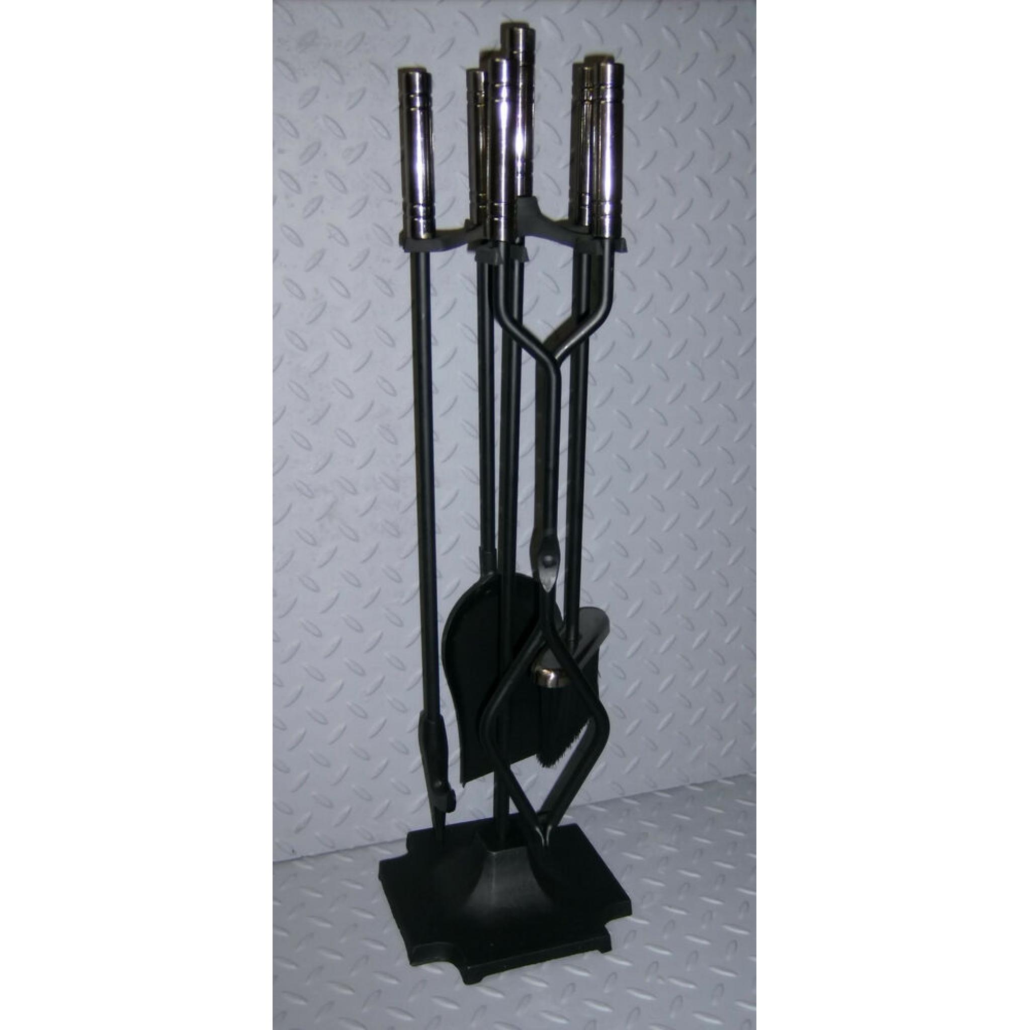 !NEW! Deville PEWTER HEAVY DUTY Companion Coal Fuel Fire Set 28" CHROME ...