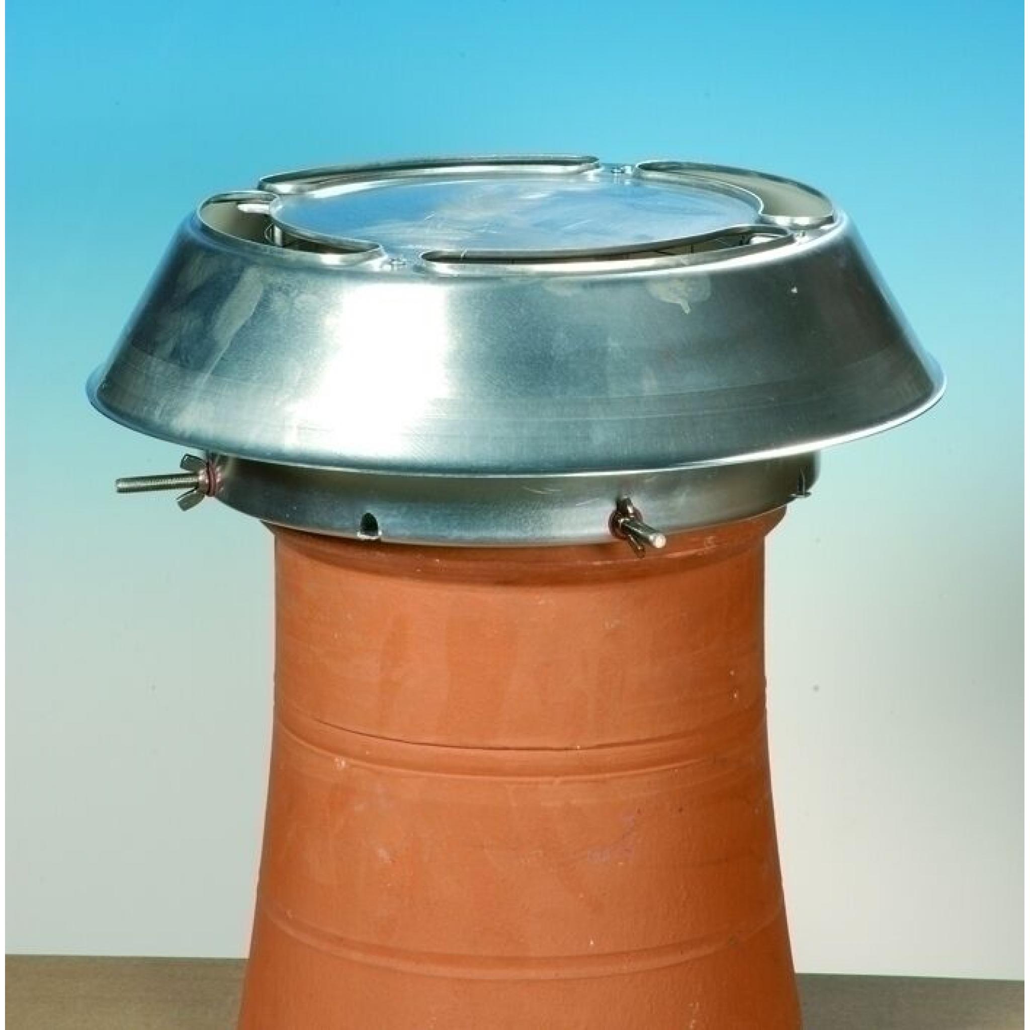 Aluminium Bolt or Strap Chimney Flue Top Cowl Stop Smoke Rain Draught ...
