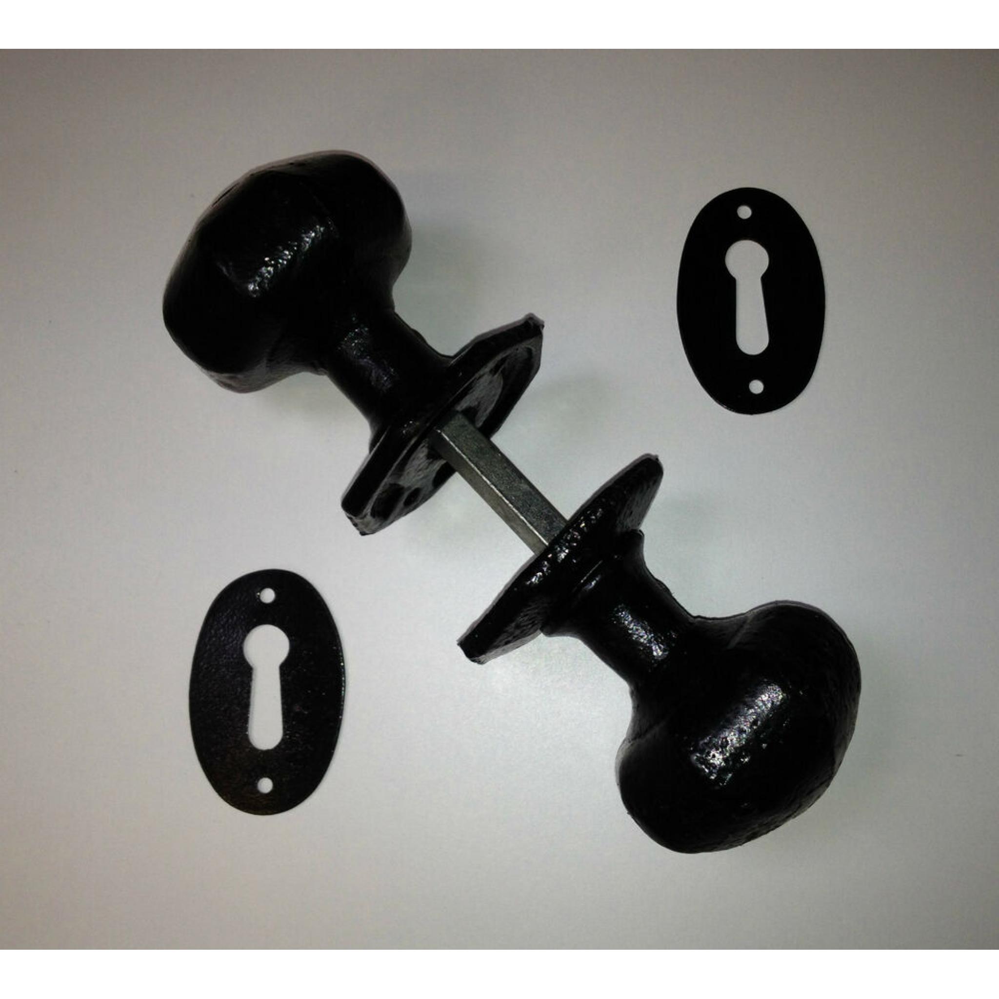 Black Antique Cast Wrought Iron Octagon Rim Mortice Knob Door Knobs ...