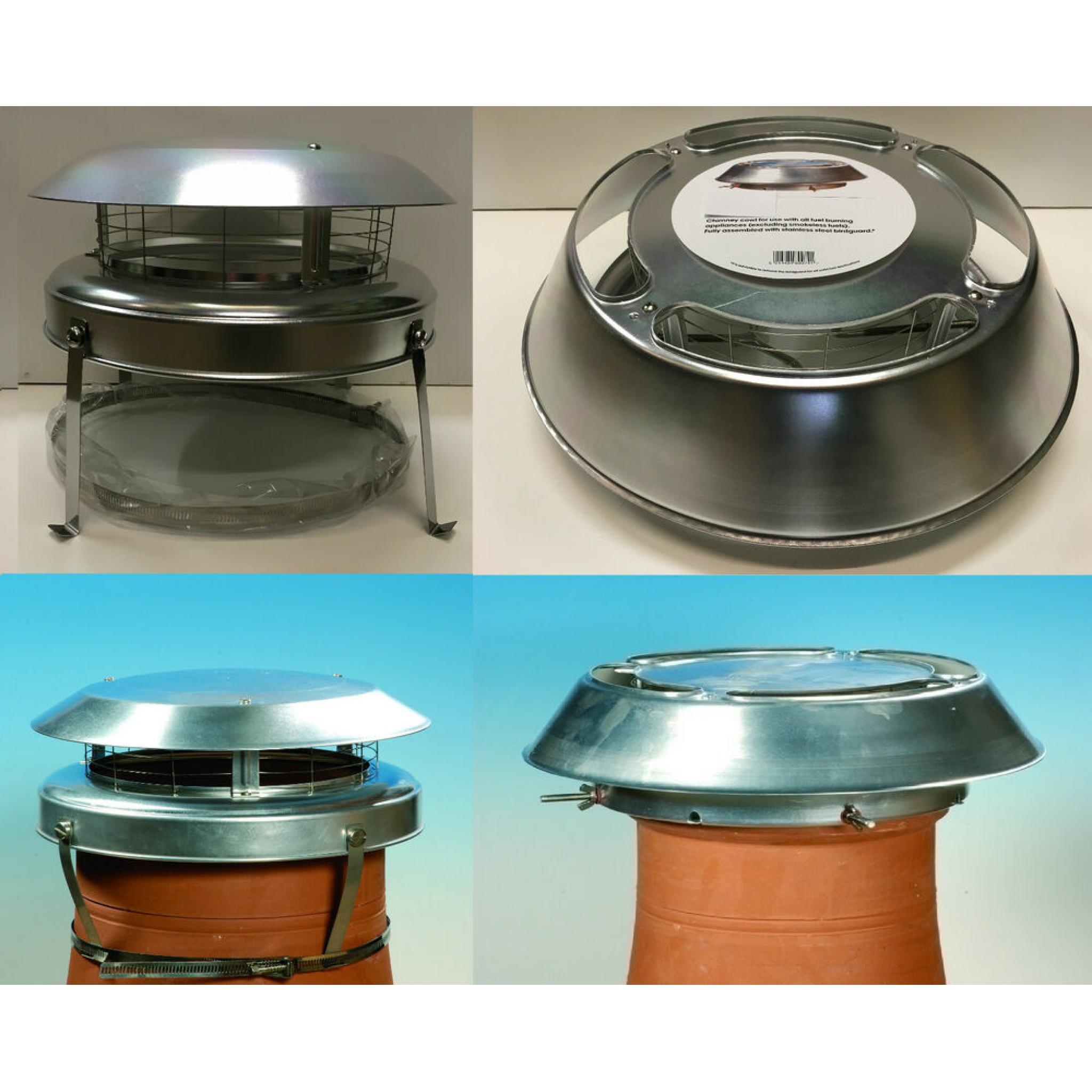 Aluminium Bolt or Strap Chimney Flue Top Cowl Stop Smoke Rain Draught ...